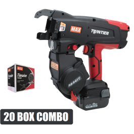 MAX Tools 14.4V Li-ion Cordless TwinTier Brushless Rebar Wire Tying Machine & Wire Combo Kit-RB441T